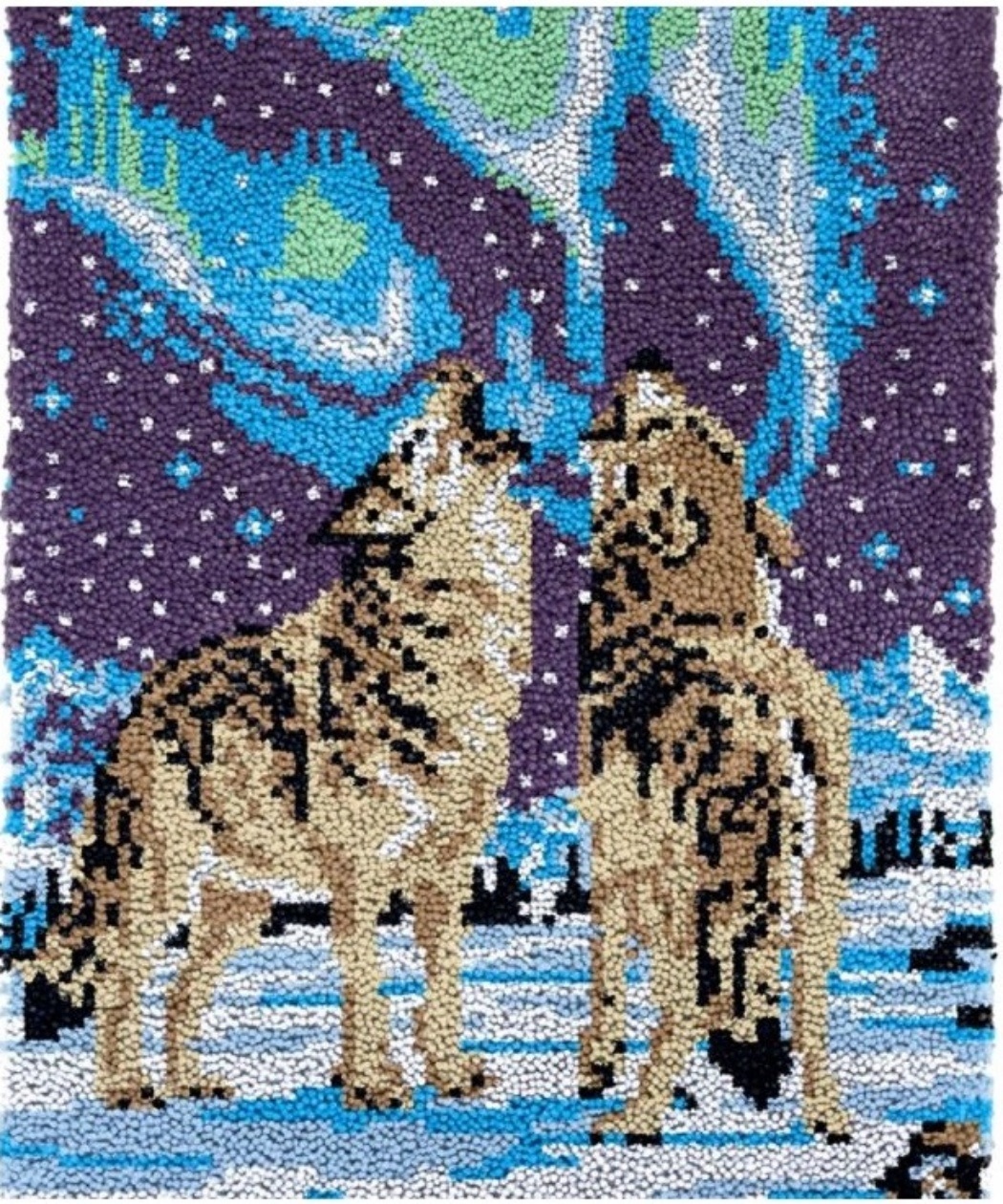 Rug Making Latch Hooking Kit | Wolves Howling at Aurora - Walmart.com