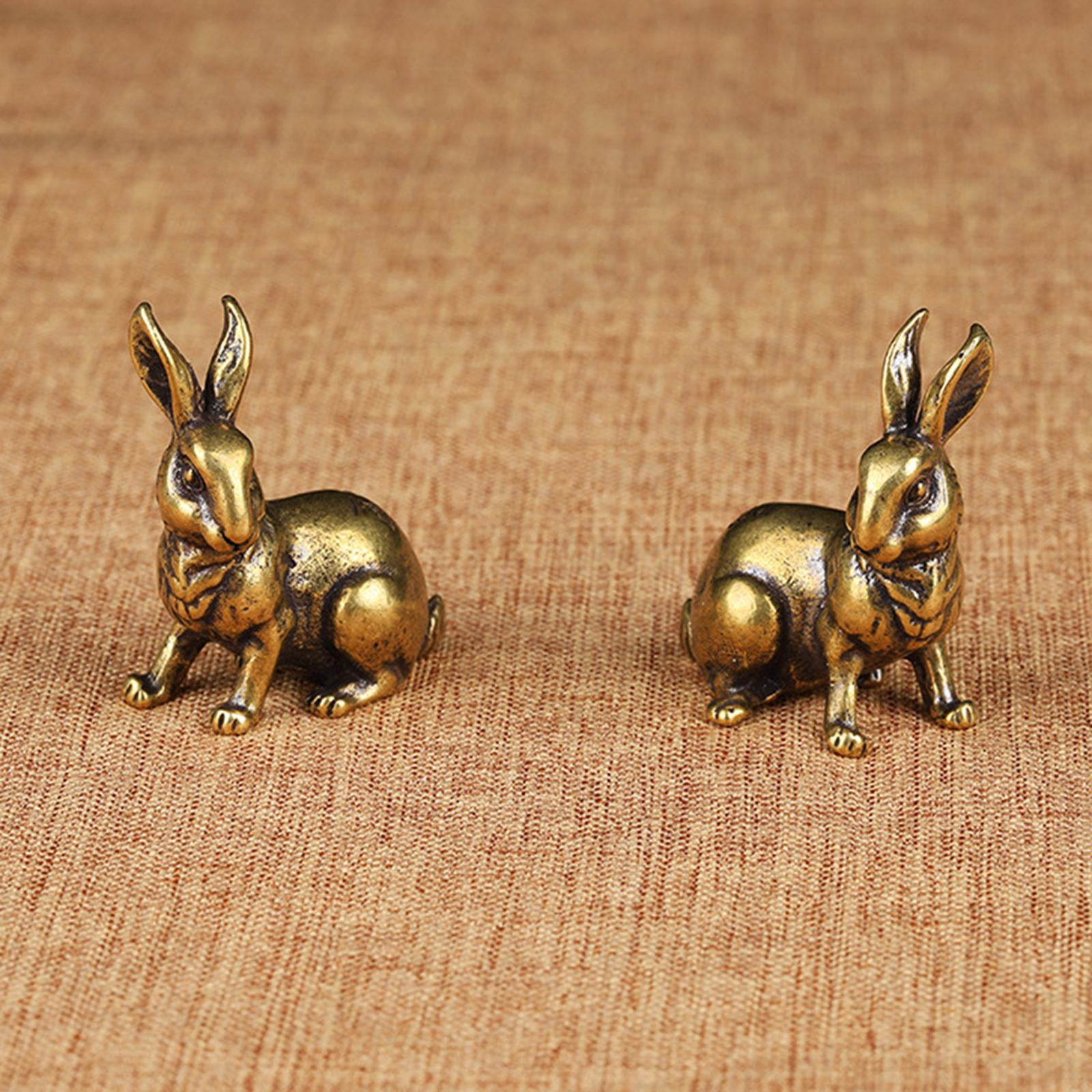 Personality Pure Copper Rabbit Statue Ornaments Retro Style Desk ...