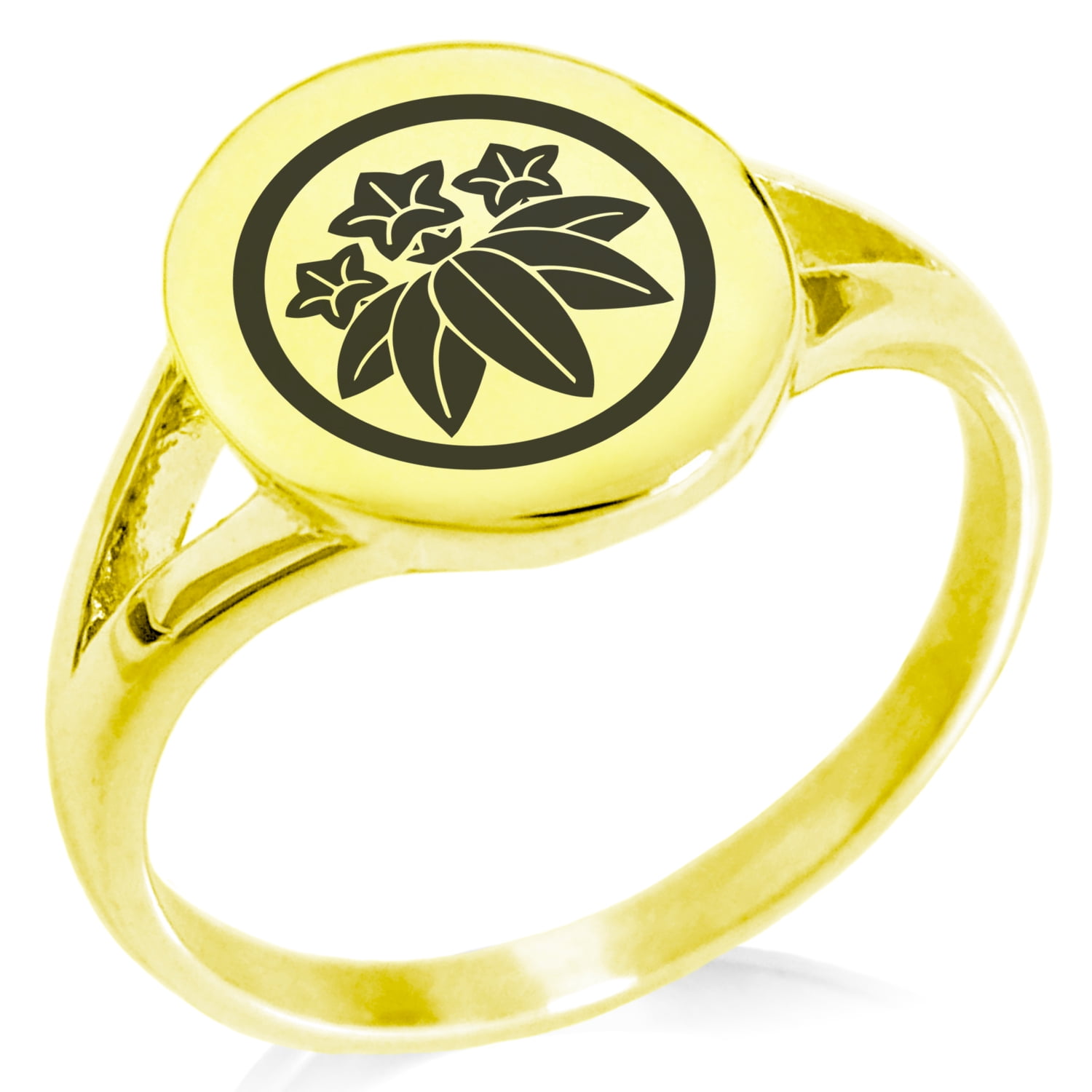 Stainless Steel Ishikawa Samurai Crest Minimalist Oval Top Polished ...