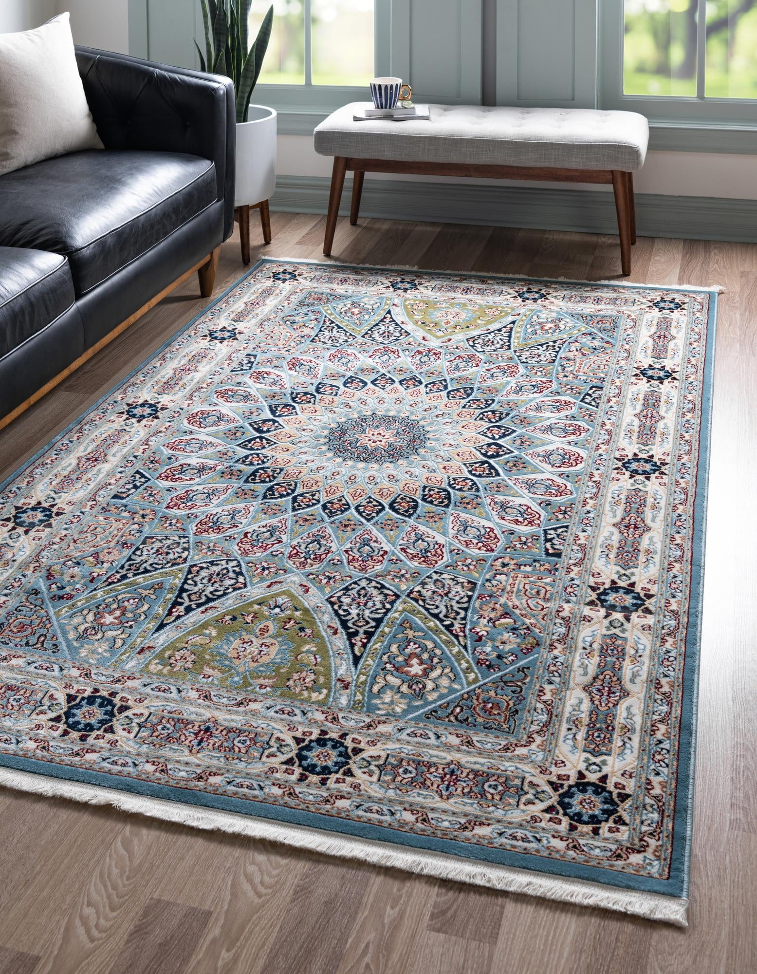Rugs.com Rabia Collection Rug – 5' x 8' Blue Low Rug Perfect For ...