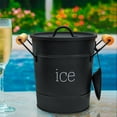 AuldHome Design Farmhouse Enamelware Ice Bucket (Black); Retro Style ...