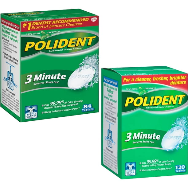 Polident 3 Minute Denture Cleansing Tablet Bundle, 204 Count - Walmart.com