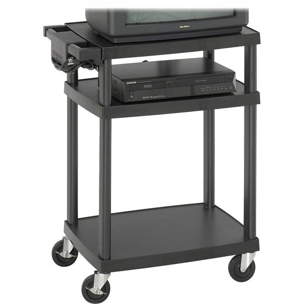 Safco, SAF8933BL, Adjustable Plastic AV Cart, 1 Each, Black - Walmart.com