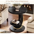 Tribesigns 2 Tiers Round Side Table, End Table with Storage Shelf with ...