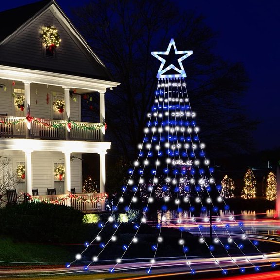 Outdoor Christmas Decorations Star String Lights, 317 LED 11.5 ft ...