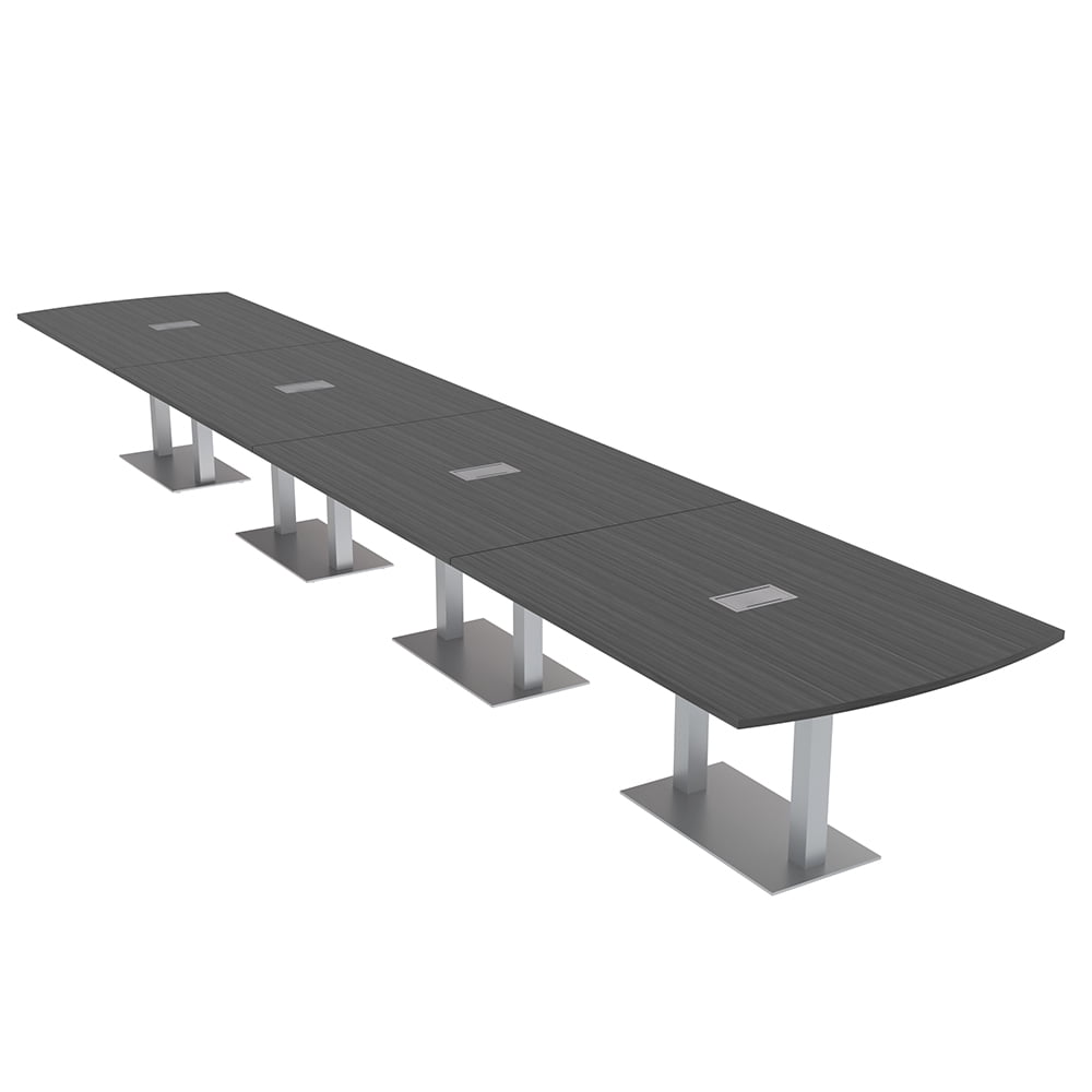 20 Person Arc Rectangle Powered Modular Conference Table Square Bases ...