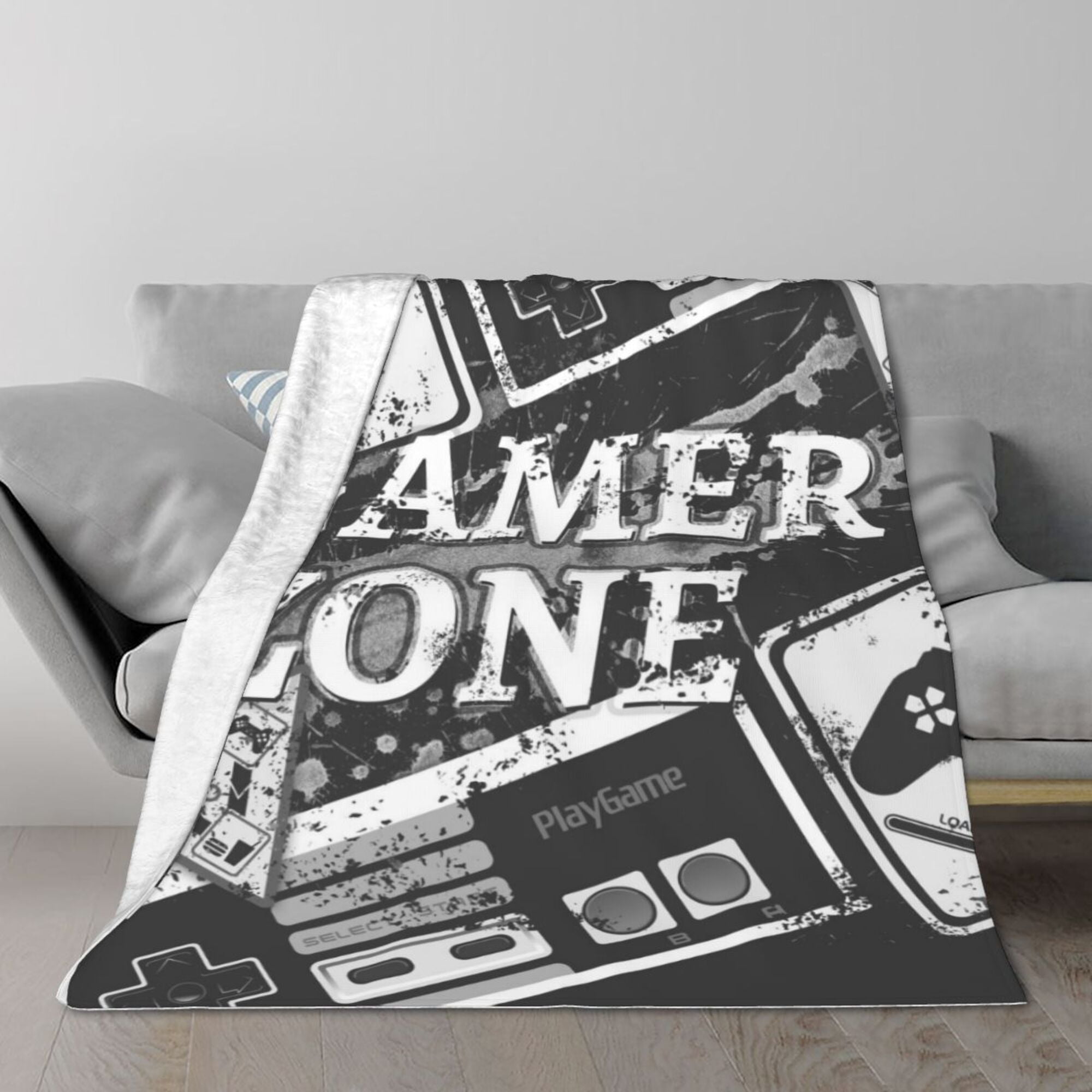 TEQUAN Double Layer Plush Bed Blanket, Play Games Gamer Zone Pattern ...