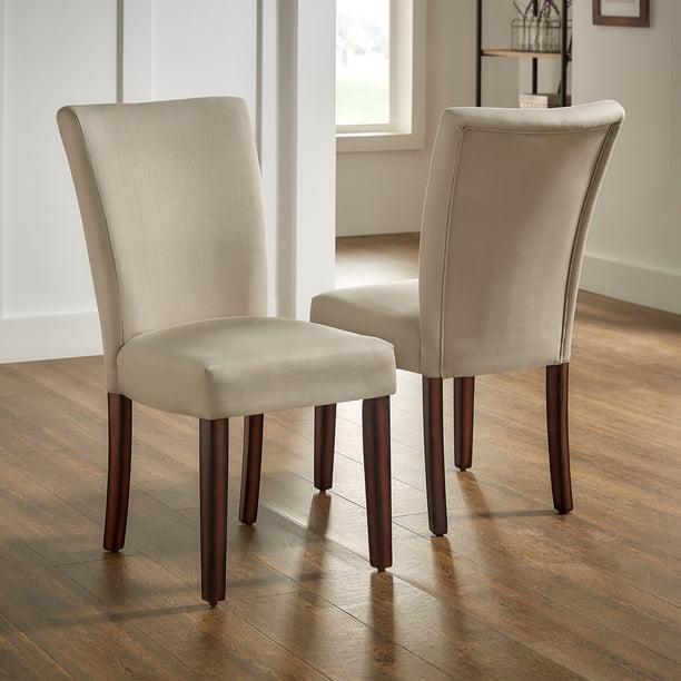 Weston Home Ayana Fabric Parson Chair, Set of 2, Gray/Espresso ...