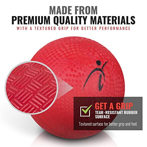 10 Inch Red Rubber Playground Ball Air Pump Balls Kickball Kids ...