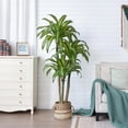 Artificial Dracaena Tree 6 Ft with Silk Leaves and Natural Trunk in ...