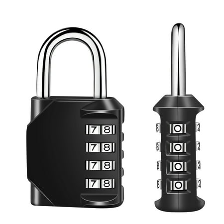 Black-[2 pieces] 4-Digit Combination Padlock, Waterproof Combination ...