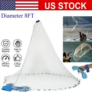 "NEWEEN Throwing Saltwater Bait Cast Net, Hand Fishing with 3/8"" Mesh ...
