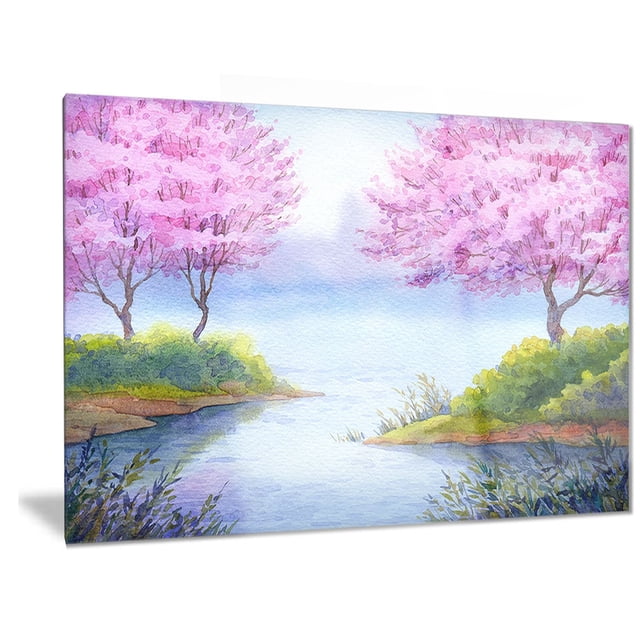Design Art Flowering Trees over Lake Landscape Metal Wall Art - Walmart.ca