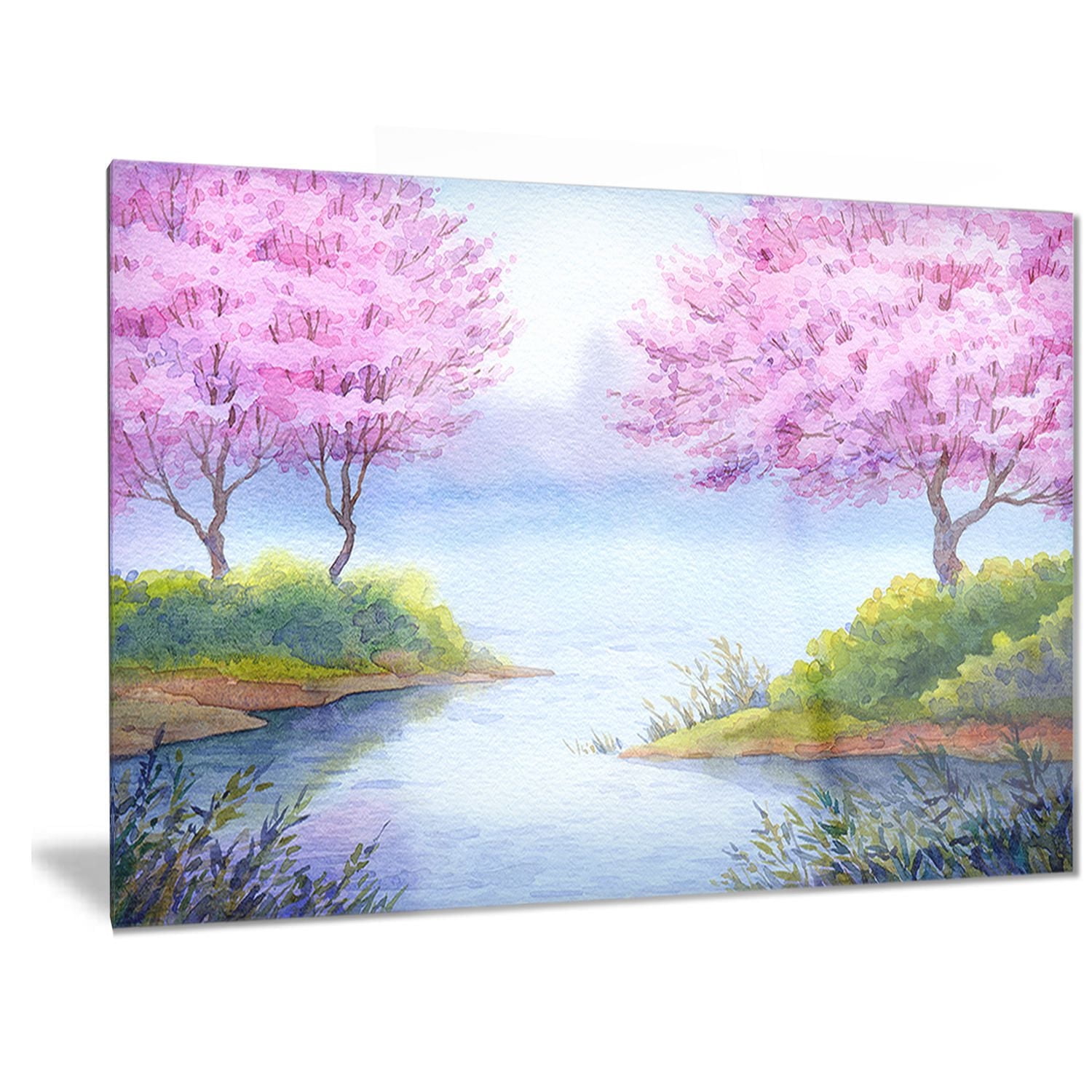 Click here for Designart Design Art Flowering Trees Over Lake Lan... prices