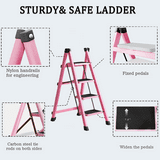 4 Step Ladder, Folding Step Stool with Wide Anti-Slip Pedal, 350lbs ...