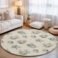 Blue Seashells Area Rugs 5' (Round) Coastal Vintage Leaf Rustic Country ...