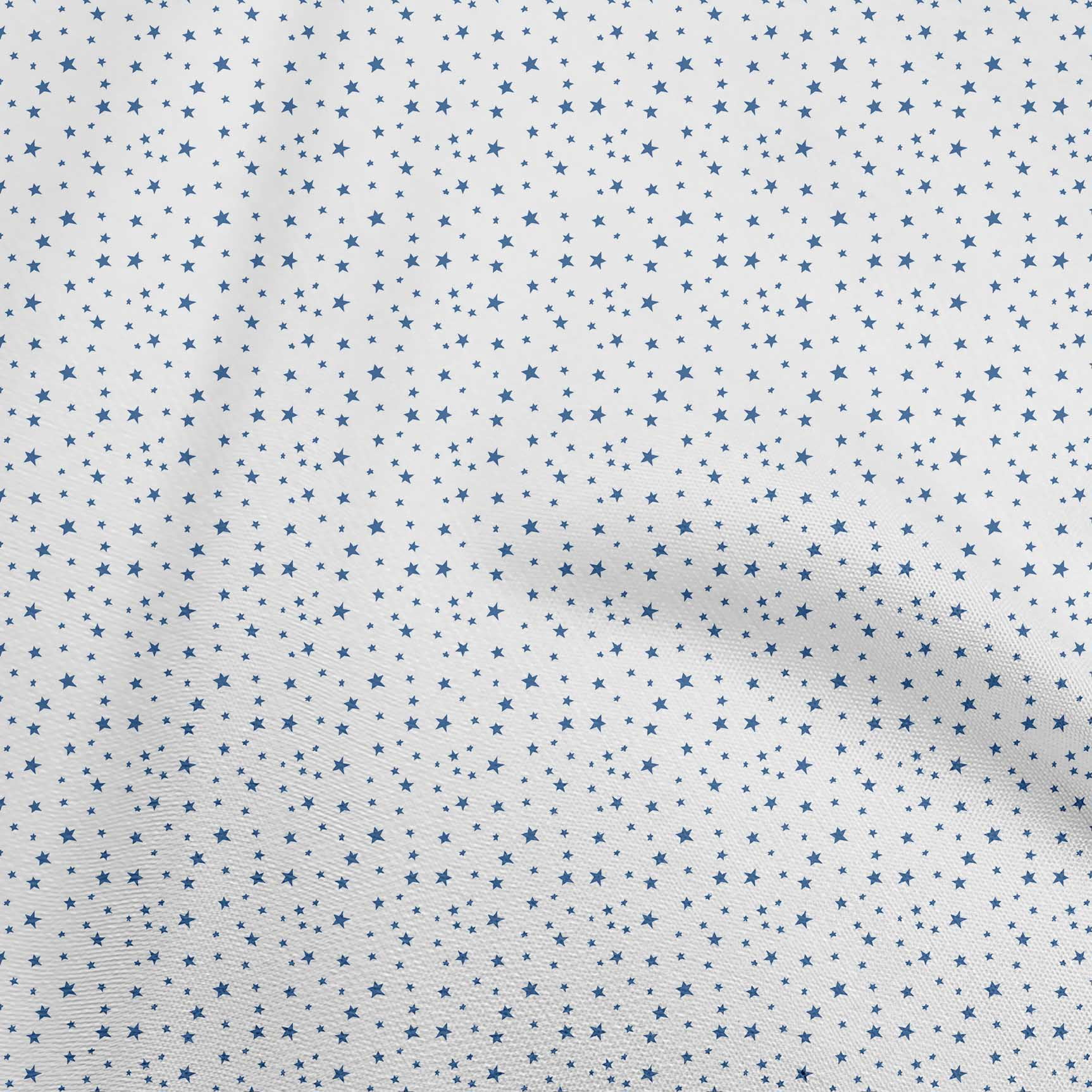 oneOone Viscose Chiffon Medium Blue Fabric Stars Sewing Material Print ...