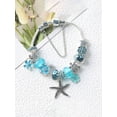 Blue Ocean Theme Charm Bracelet With Starfish, Sea Turtle, And Floral ...