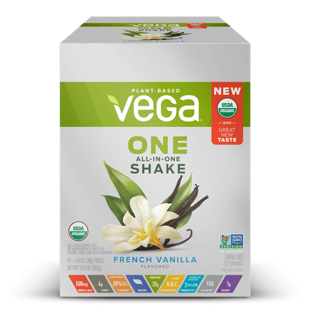 Vega One Organic All in One Shake, French Vanilla 1.4 oz, pack of 10 ...