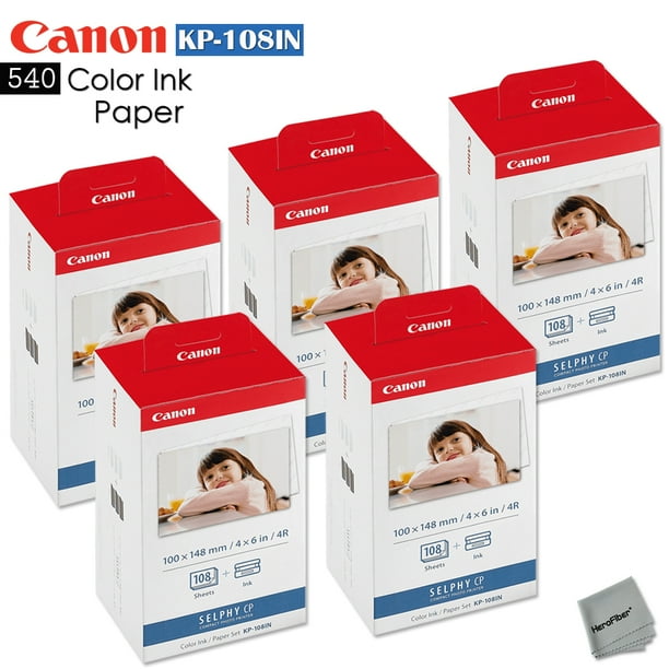 5 Pack Canon KP-108IN Color Ink Paper includes 540 Ink Paper sheets ...