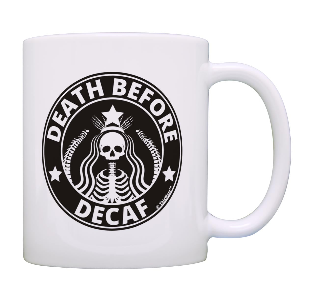 ThisWear Creepy Halloween Decor Death Before Decaf Coffee Meme Ceramic ...