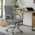 Furmax Modern Study Office Chair with Wheels, Ribbed Mid-Back PU ...