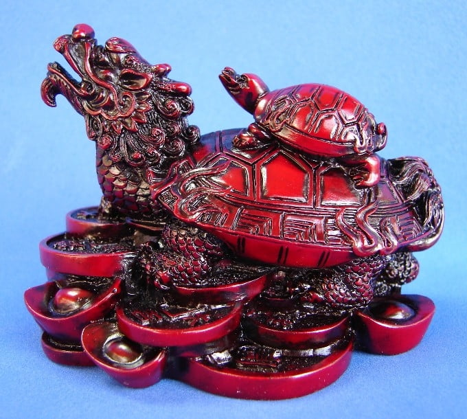 Feng Shui Red Dragon Turtle Statue - Walmart.com