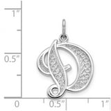 Finest Gold 14K White Gold Solid Polished Script Filigree Letter D ...