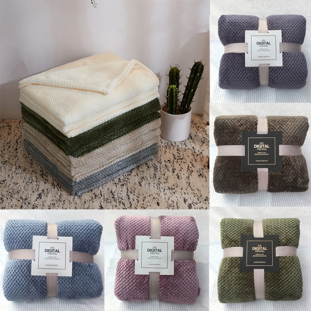 D-GROEE Fluffy Mesh Pineapple Grid Throw Blanket for Couch Lightweight ...