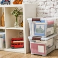 Ezoware 34 Quart Plastic Storage Box Tote Bins Set Of 3 With Latching