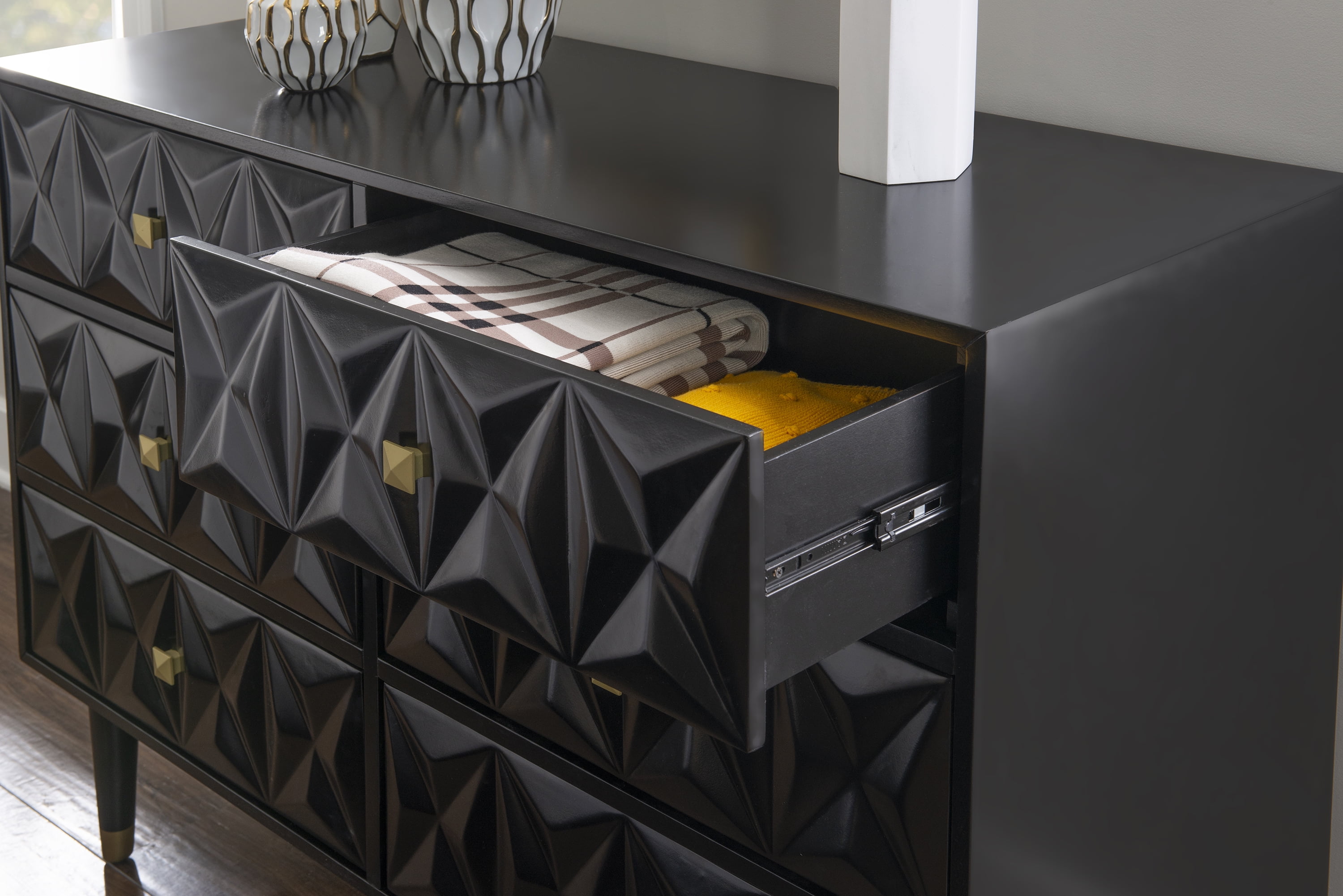 Linon Geo 6-Drawer Texture Dresser, Black - Walmart.com - Walmart.com