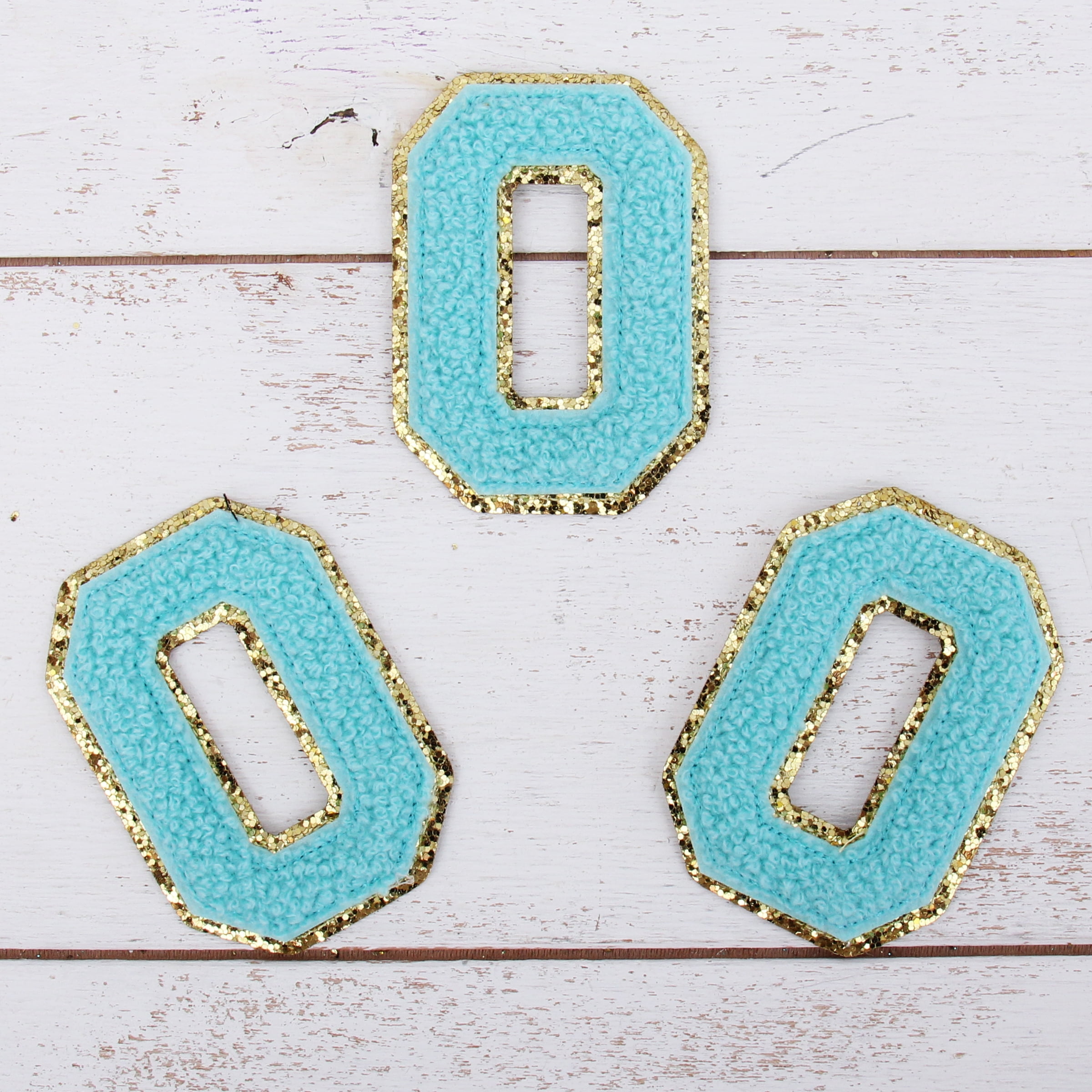 3 Pack Chenille Iron On Glitter Varsity Letter "O" Patches - Blue ...