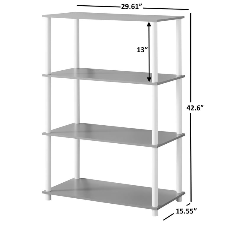 Mainstays No Tools 4 Shelf Storage Bookcase Gray Walmart