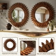 Easy4Home 24" Rustic Wood Mirror Wall Decoration Hanging Round Mirror ...