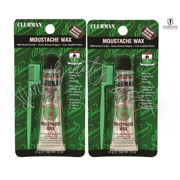 Clubman Greaseless Moustache Wax with Brush, for Styling and Color ...