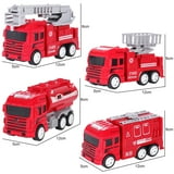 CJC Pull Back Fire Truck Vehicles Play Set, Friction Powered Toy Cars ...