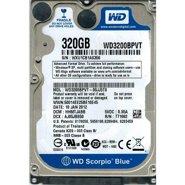 Western Digital WD3200BPVT-00JJ5T0 320GB DCM: HHMTJABB - Walmart.com