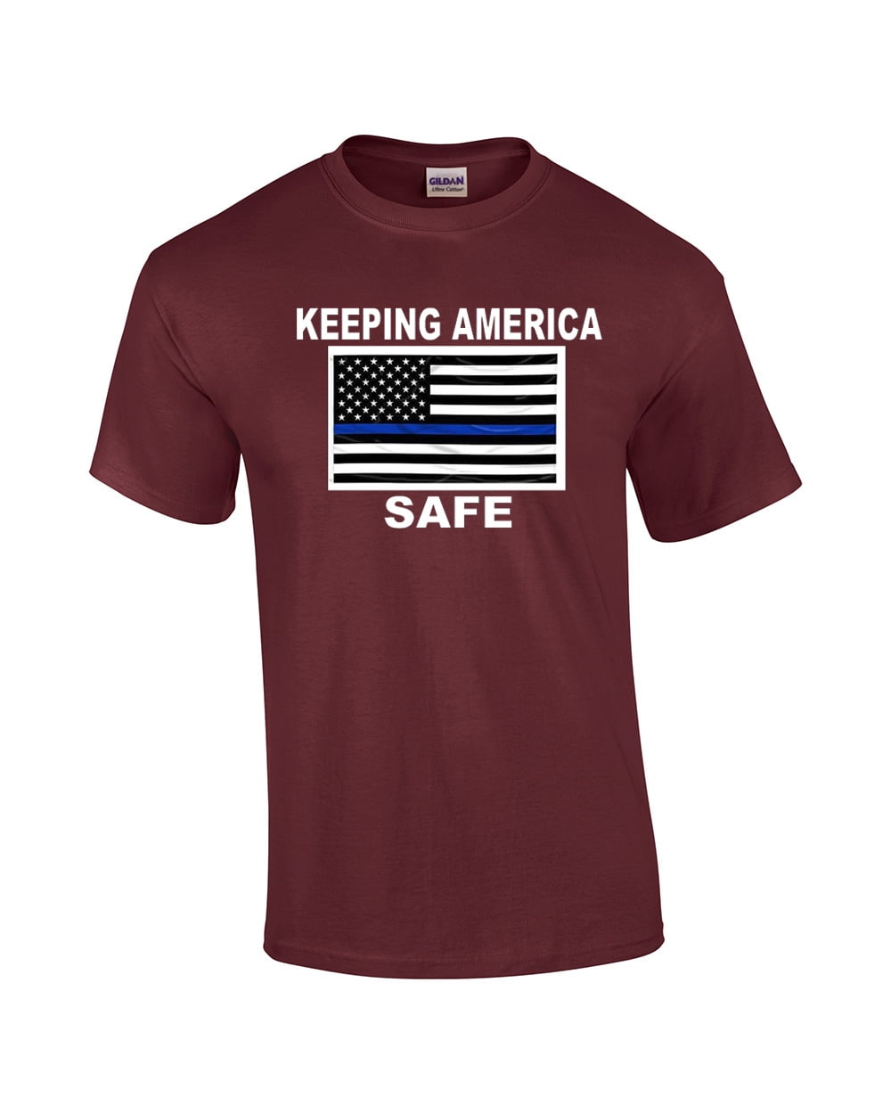 Keeping America Safe Blue Line American Flag Short Sleeve T-shirt ...