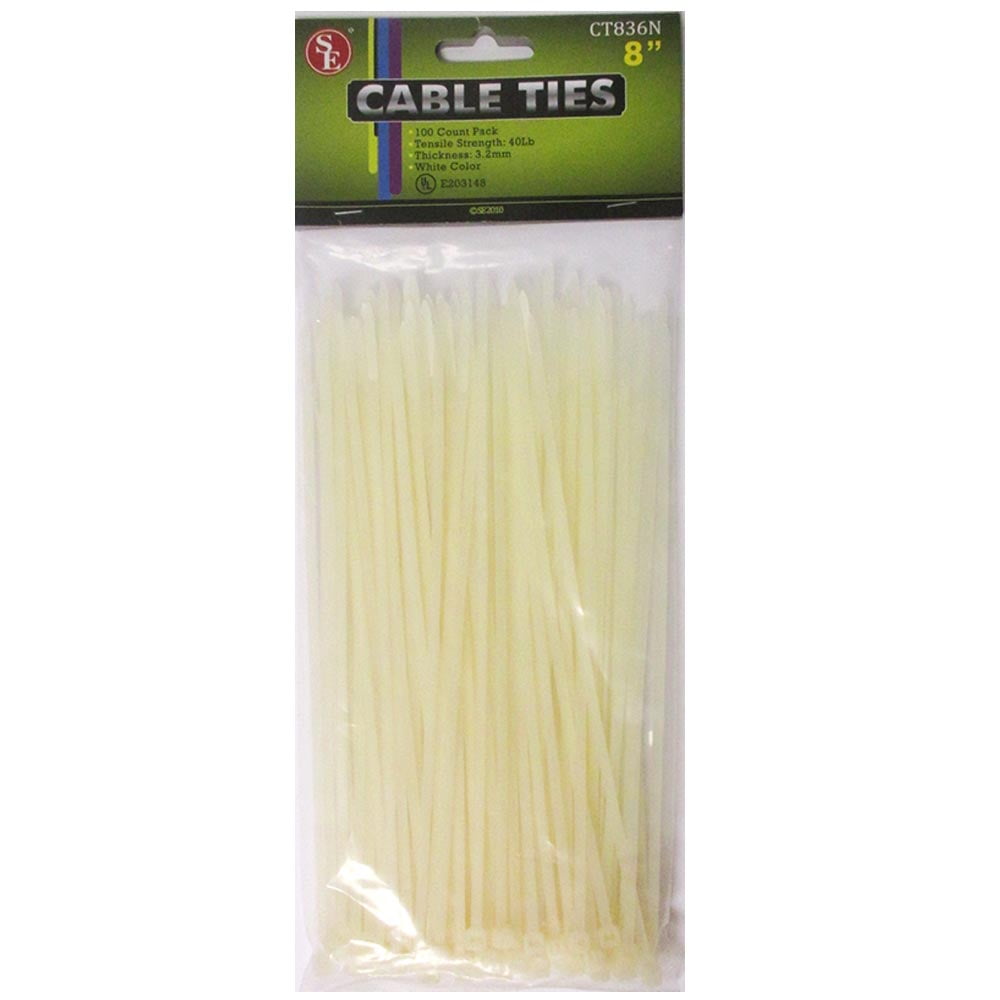 200 Cable Ties Zip Cords 8′ Inch Transparent Color Nylon Wire Strap 40 ...
