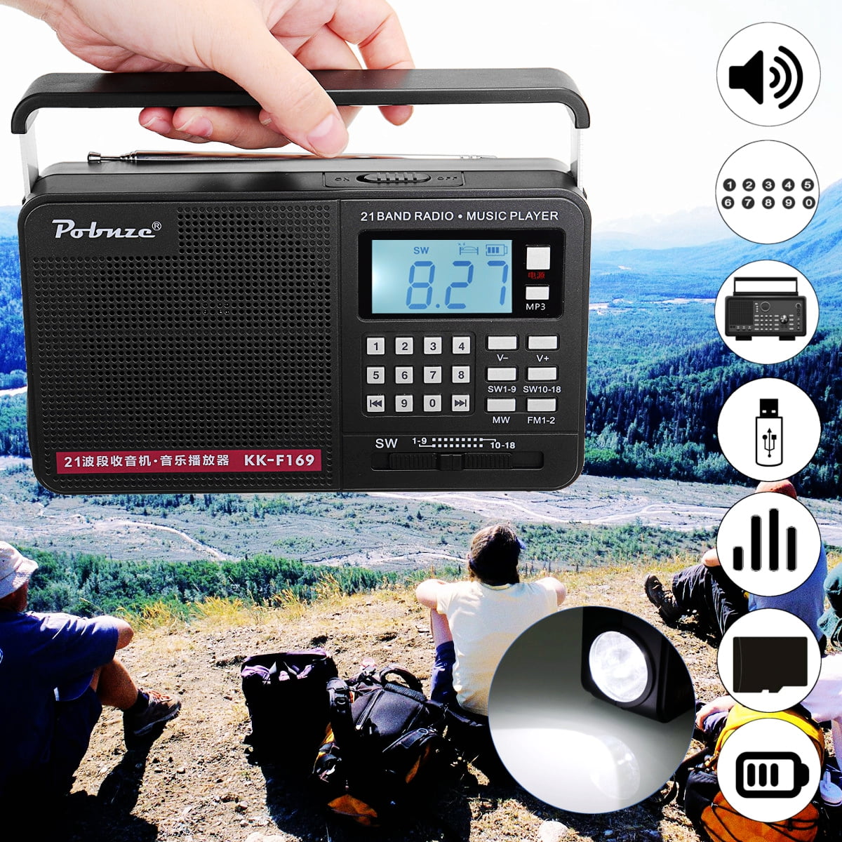 Portable AM/FM Radio MP3 Music Player Outdoor Speaker Radio Receiver ...