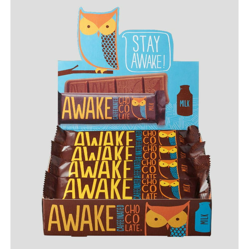 AWAKE Milk Chocolate Caffeinated Candy Bar, 1.55 Oz, 12 Ct - Walmart ...