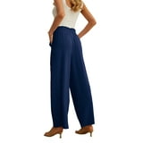 JWD Women's Wide Leg Pants with Pockets High Waist Casual Trousers Dark ...