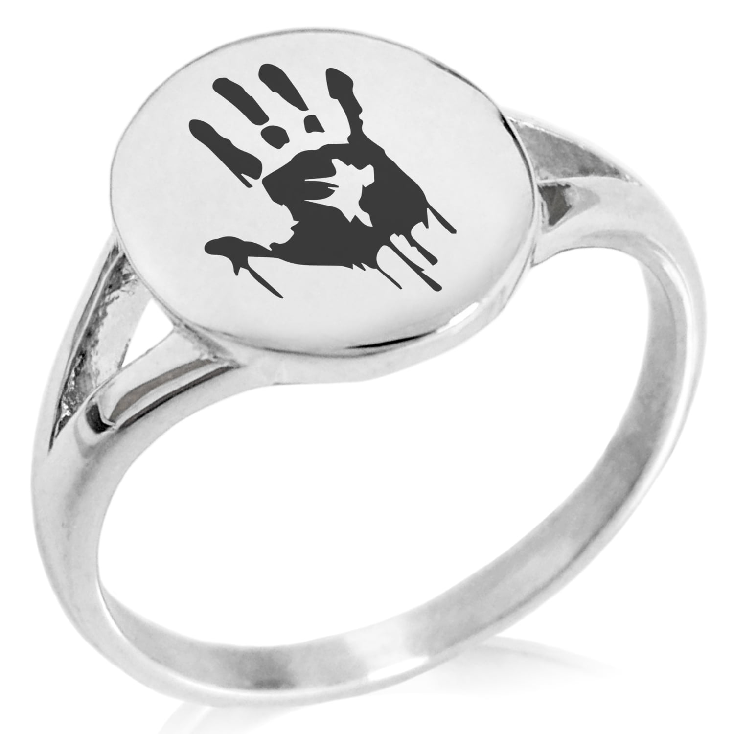 Stainless Steel Death Zombie Skull Minimalist Oval Top Polished ...