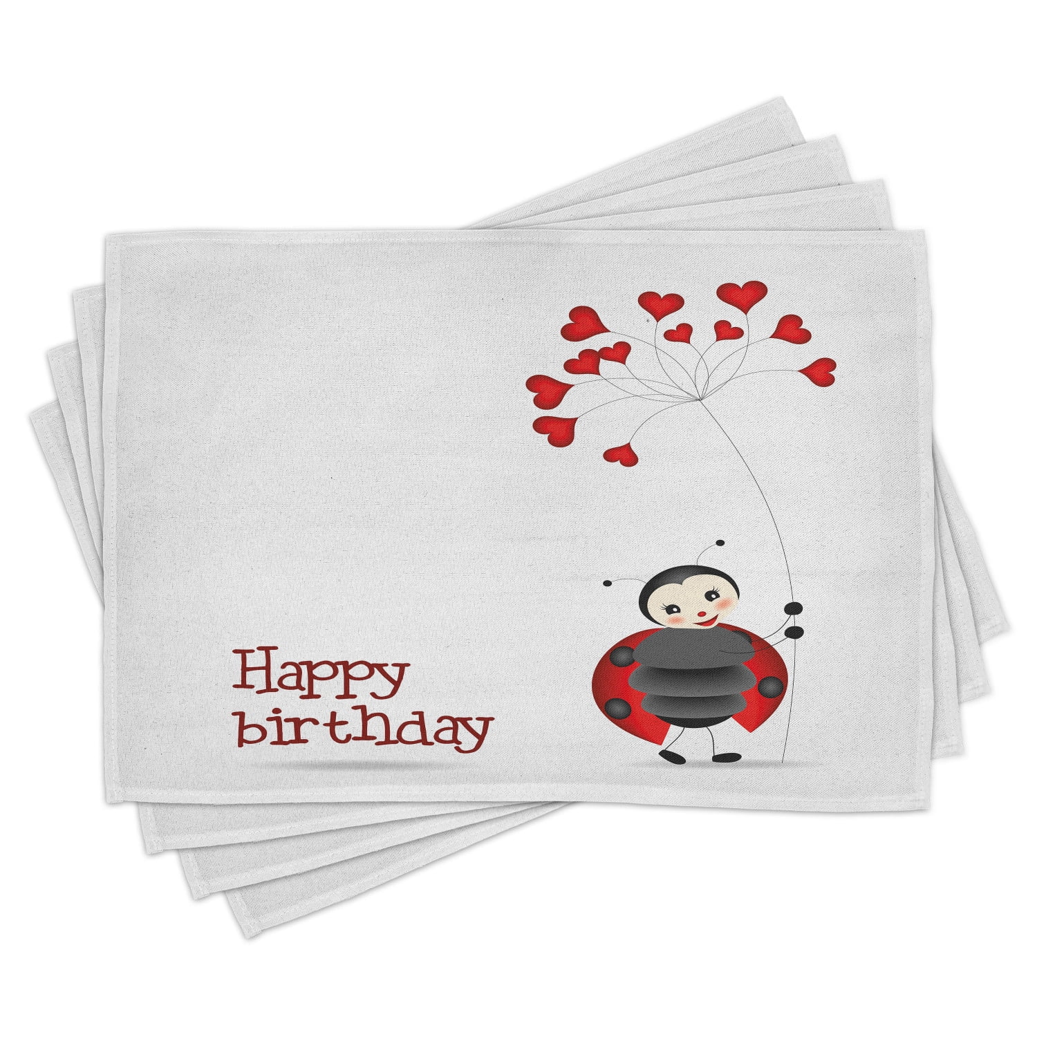 Ambesonne Birthday Party Place Mats Set of 4, Birthday Ladybug ...