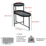 End Table with Round Tray Top, 2-Tier Sofa Side Table with Storage ...