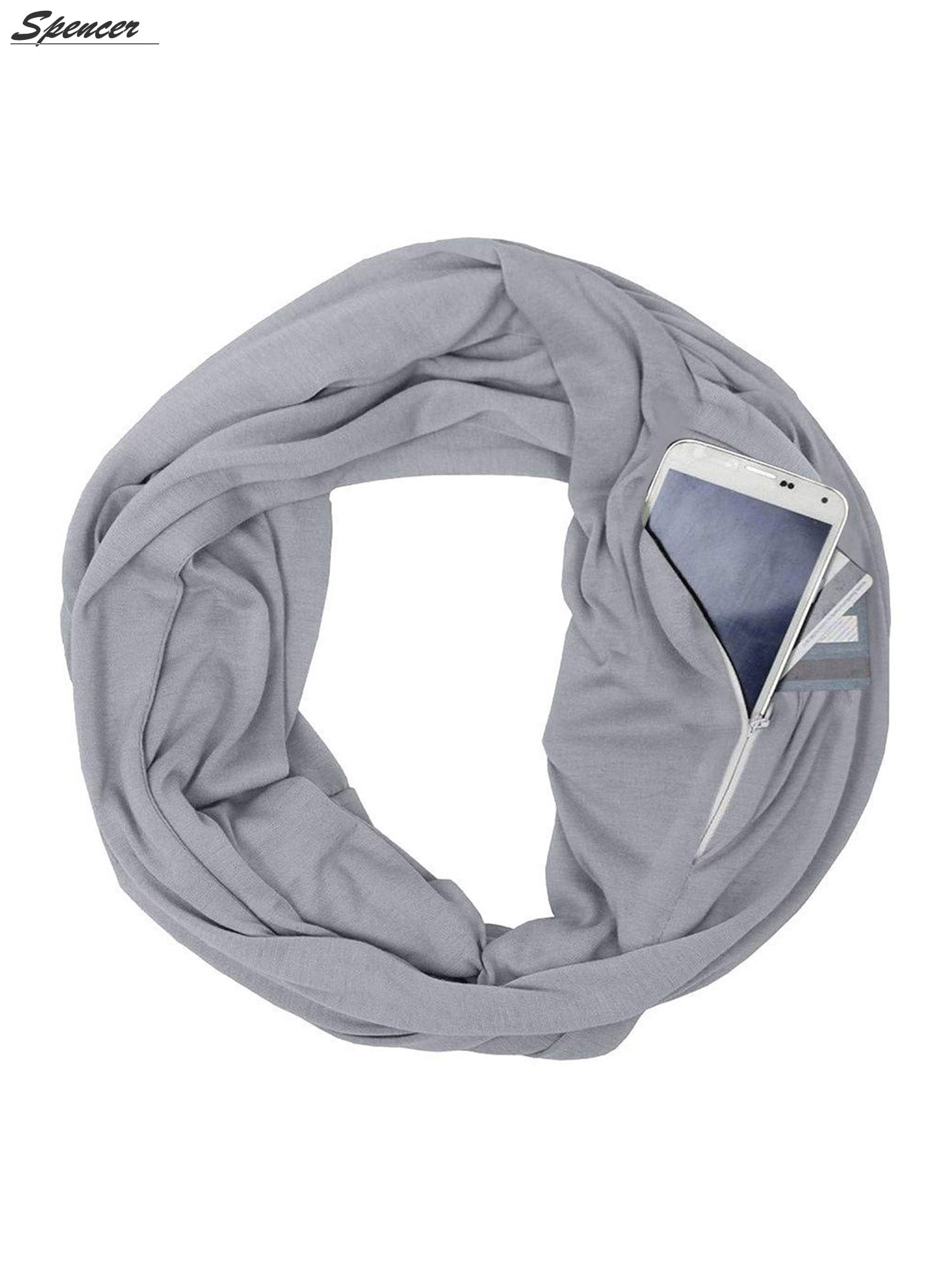 Spencer Women's Fashion Soft Winter Infinity Scarf with Zipper Pocket ...
