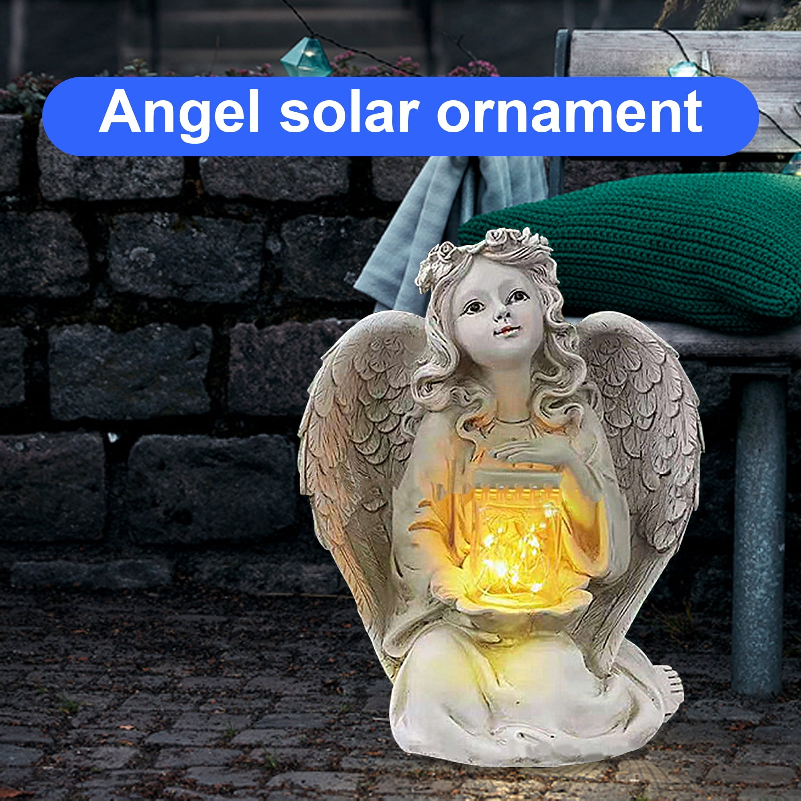 Solar Energy Absorbing LED Illuminate Resin Guardian Angel Statue ...