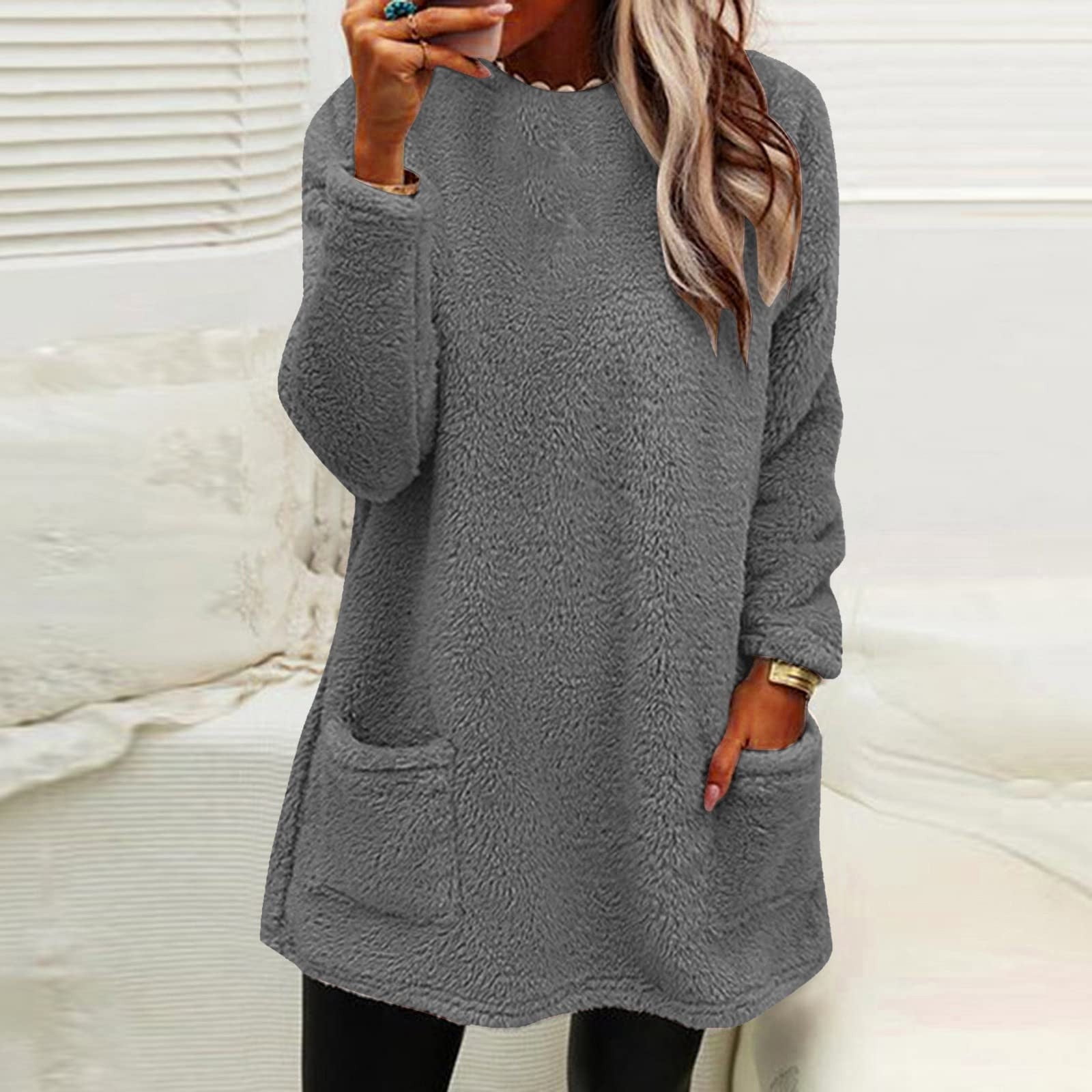 Womens Winter Fleece Tunic Tops to Wear with Leggings Sweaters for ...