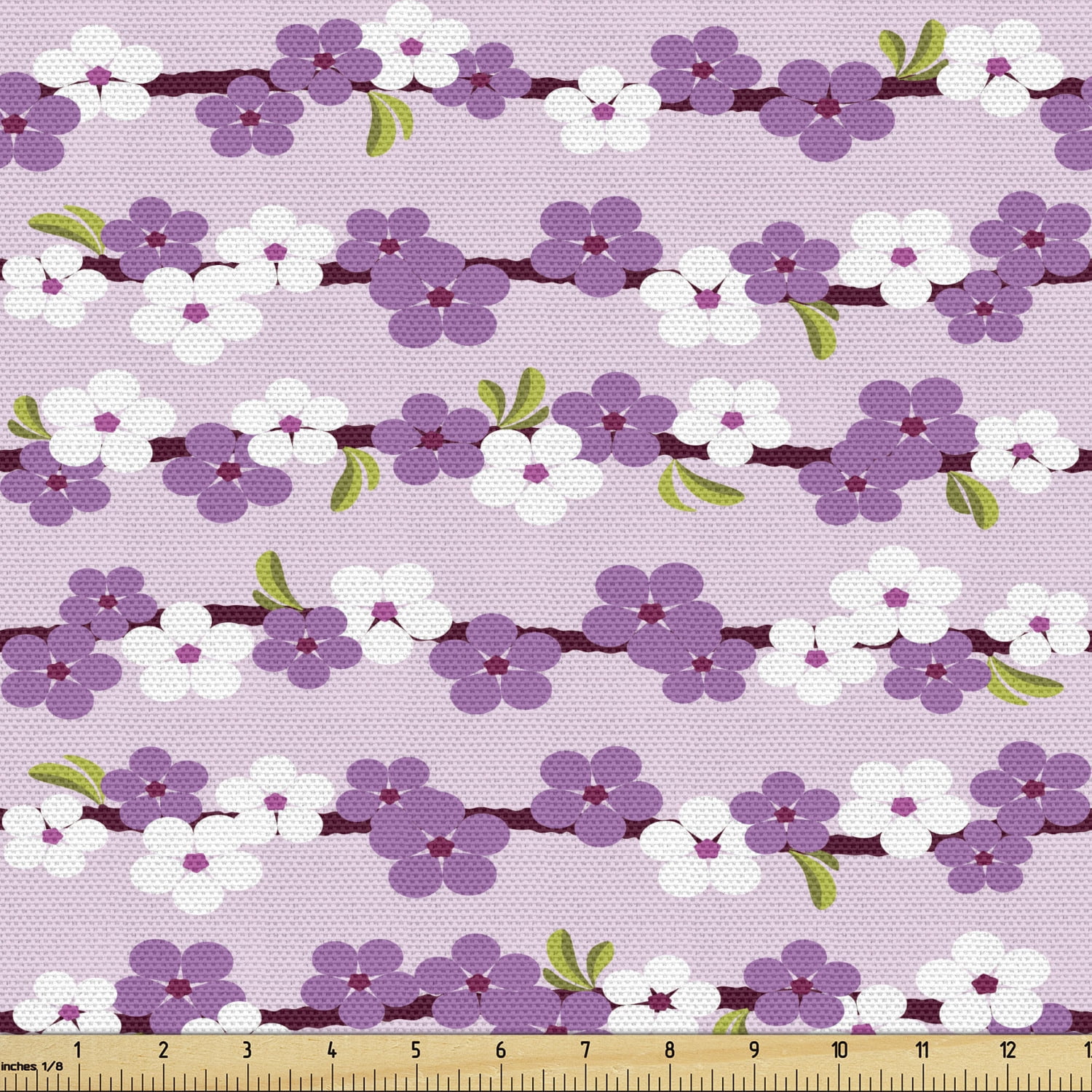 Japanese Fabric by the Yard, Horizontal Branches with Cherry Blossoms ...