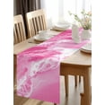 Burlap Table Runner 90 Inches Long, Abstract Pink White Ocean Wave Non ...